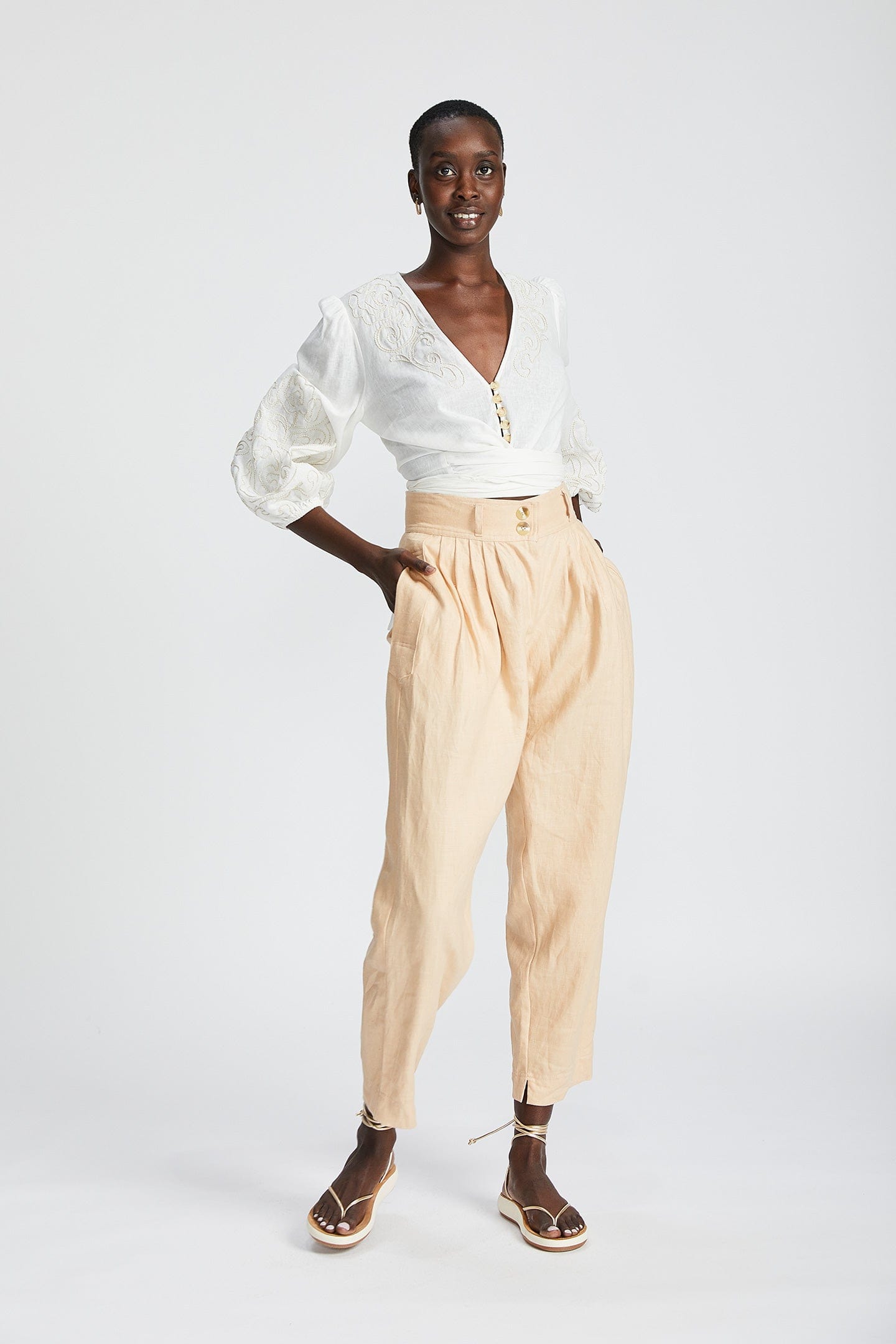 ARABESQUE TIE FRONT TOP – ALEMAIS